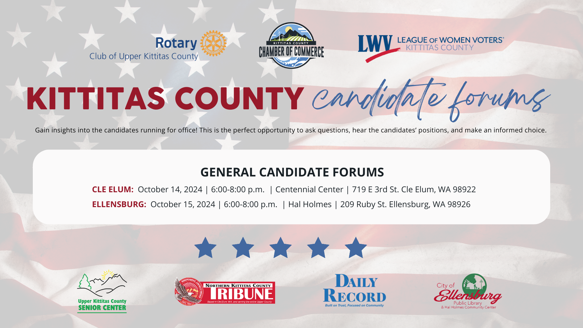 CANDIDATE FORUMS FOR SUPERIOR COURT JUDGE TO BE HELD IN CLE ELUM AND ...